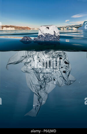 plastic bag environment pollution with iceberg of trash Stock Photo ...