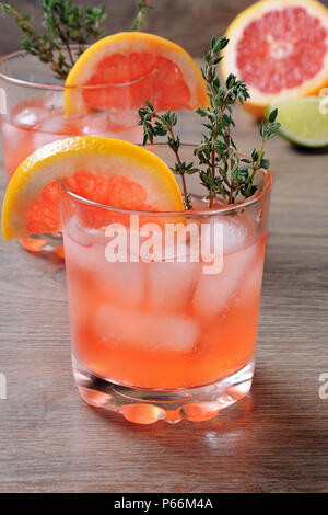 Muddled lime and thyme, combined with fresh grapefruit juice and ...