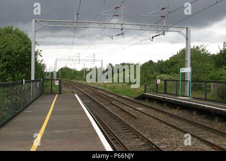 General platform view at Tipton station, West Midlands, showing ...