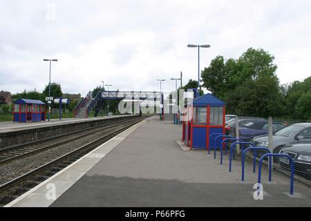 Hatton station, Warwickshire, showing travellers waiting shelters and ...