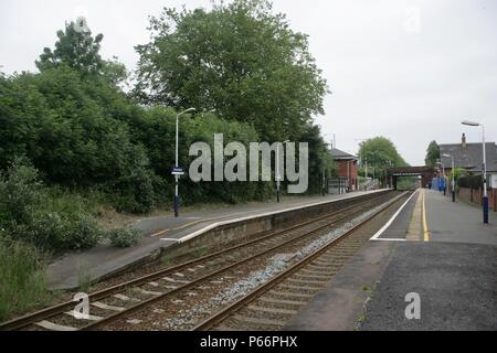 General view of the platforms at Urmston station, Greater Manchester ...