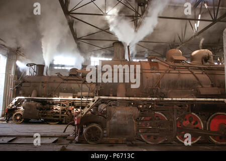 Two Chinese SY Class industrial Mikado 2-8-2s await their next turn of ...