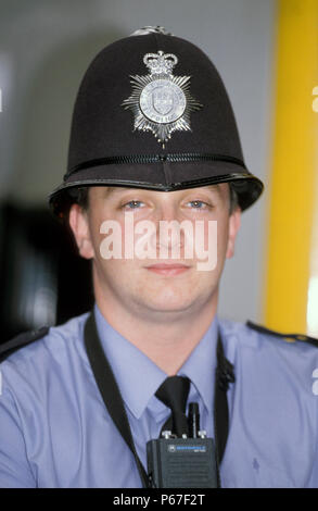 British Transport Police (BTP) officer on patrol at Cardiff Central ...