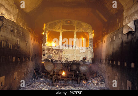 Scrapped DMU in the incinerator at Mayer Newman's breakers yard near ...