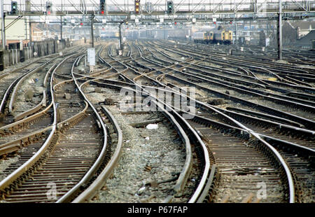 Railway tracks, showing the third rail system as used in the south of ...