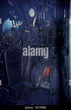 Firehole door in cab of steam locomotive Stock Photo - Alamy