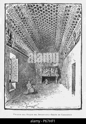 GUADALAJARA. PALACIO DUQUE DEL INFANTADO. PATIO DEL PALACIO. GRABADO DE ...