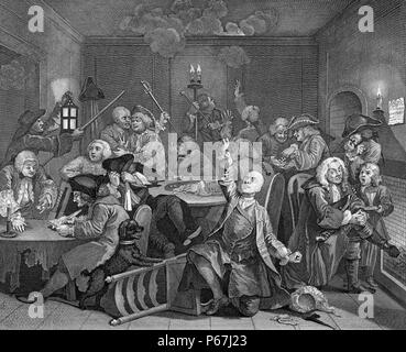 The Rake's Progress. Plate six of a series of eight by 18th-century ...