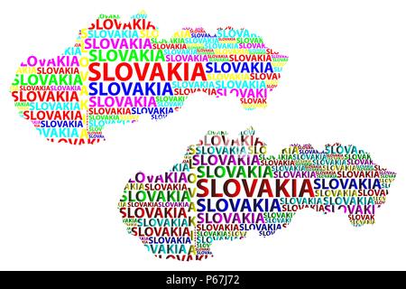 Sketch Slovakia letter text map, Slovak Republic - in the shape of the ...