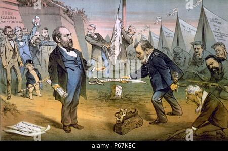 Political Cartoon showing Ulysses S. Grant, as an acrobat, on trapeze ...