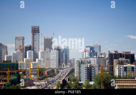 Bustling city Dongsanhuan Ring Road nightview CBD Beijing China Stock ...
