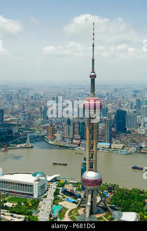 Pudong New Area and Puxi Area Skyline with Huangpu River, Shanghai ...