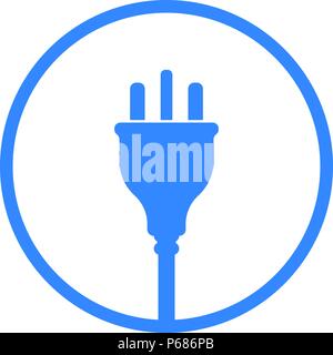 Power plug or uk electric plug, electricity symbol icon in black ...