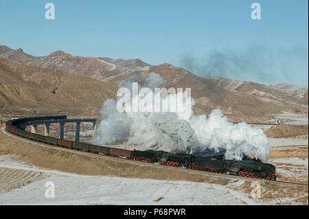 QJ Class 2-10-2s in the erecting shop at Datong Locomotive Works, Inner ...