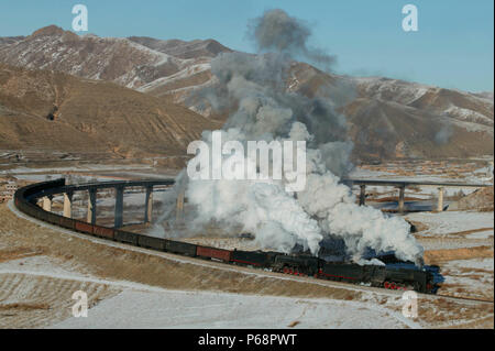 QJ Class 2-10-2s in the erecting shop at Datong Locomotive Works, Inner ...