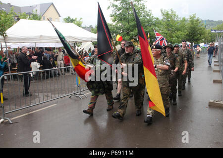 Luxembourg, Luxembourg City, National Day military parade on Avenue de ...