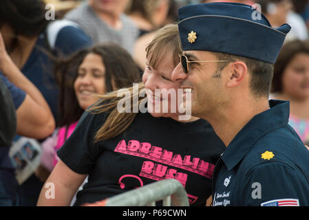 Maj. Warren Smith, Thunderbird 11, signs autographs at the Thunder and ...