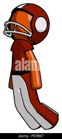 Orange football player man floating through air left Stock Photo - Alamy