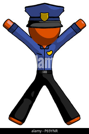 Orange man police officer jumping or kneeling Stock Photo - Alamy