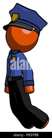 Orange police man floating through air right Stock Photo - Alamy