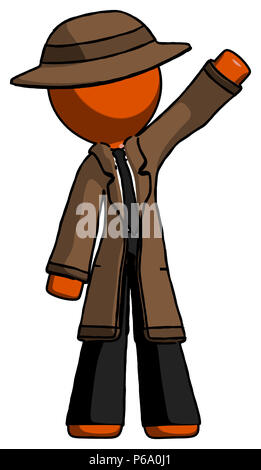 Orange police man waving emphatically with left arm Stock Photo - Alamy