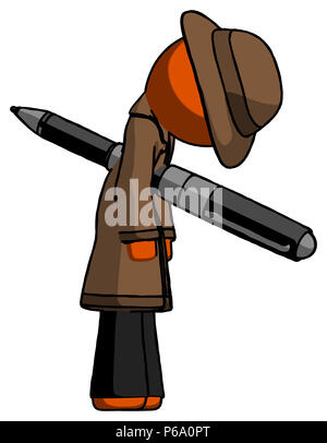 Orange police man impaled through the chest with a giant pen Stock ...