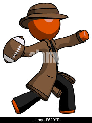 Orange police man throwing football Stock Photo - Alamy