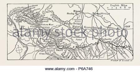 Map Yorkshire UK, 19th century engraving Stock Photo: 77459279 - Alamy