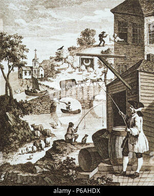 "False Perspective" (1754) by William Hogarth, the scene looks normal ...
