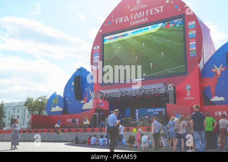 Fans watch a live broadcast of a World Cup soccer match between Mexico ...