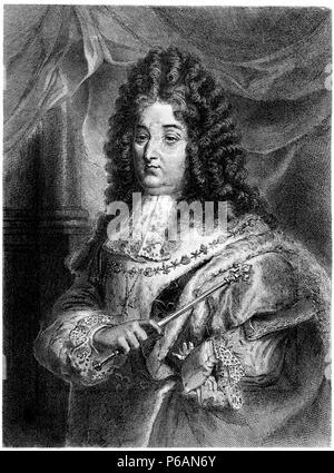 Luis XIV (1638-1715), rey de Francia, llamado el rey Sol. Grabado de ...