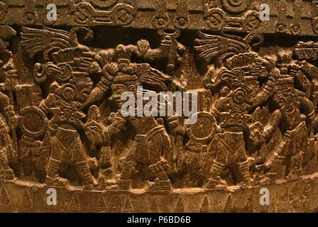 Temalacatl, monumento de Tízoc originario de Tenochtitlán. Museo ...