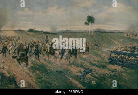 Cuba. Guerra de la independencia. Combate entre tropas españolas y los ...