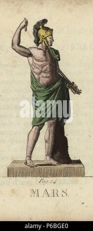 Mars, Roman god of war. In helmet breastplate, holding a sword and ...