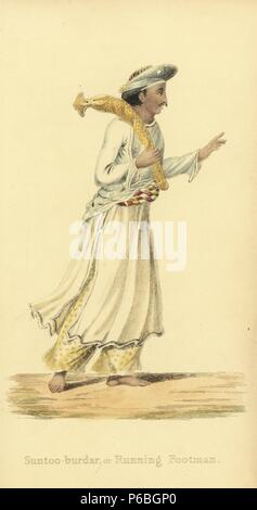 Engraving of a running footman from India, published circa 1890 Stock ...