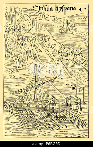 Christopher Columbus lands on Guanahani, renamed San Salvador, now ...