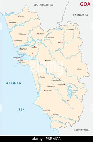 Goa map of Indian state. Goa map vector illustration. Goa vector map on ...