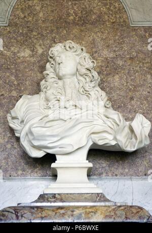 Luis XIV (1638-1715), rey de Francia, llamado el rey Sol. Grabado de ...