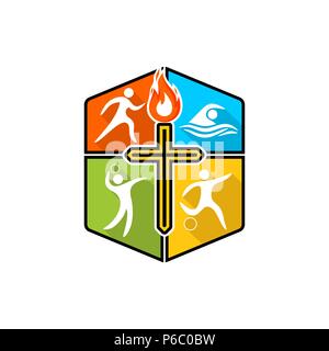 Christian sports logo. Cup and Holy Spirit. All Glory to God Stock ...