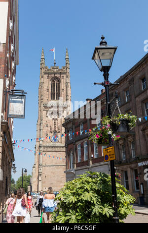 Derby Cathedral tower, Iron Gate, Derby, Derbyshire, UK Stock Photo - Alamy
