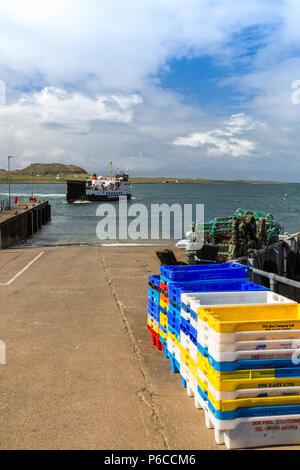 Calmac ferry approaching Fionnphort on the Isle of Mull bringing ...