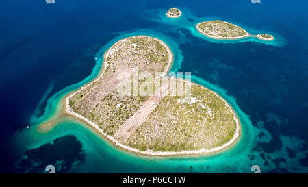 Heart shaped island of Galesnjak, aerial view, Dalmatia region of ...