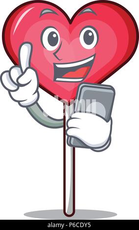 Call me heart lollipop mascot cartoon Stock Vector Image & Art - Alamy