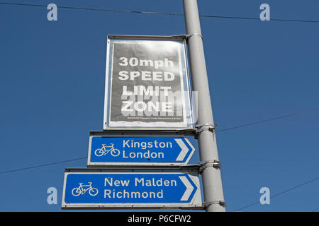 30mph speed limit signs in a country village in Kent, England, UK Stock ...