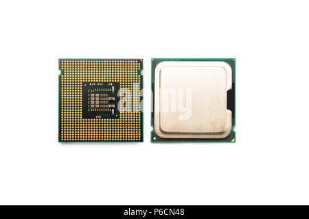 back of the micro processor isolated on the white background Stock ...