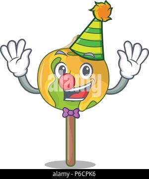 Clown cute apple character mascot with object cartoon vector ...