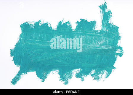 Turquoise brush stroke isolated over white background Stock Photo - Alamy