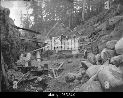Water supply dam for Fort Seward under construction, Alaska, 1908 ...