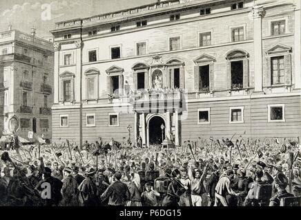 PRIMERA REPUBLICA 1873-1874. ESPAÑA. CARICATURA SOBRE LA EDUCACION EN ...