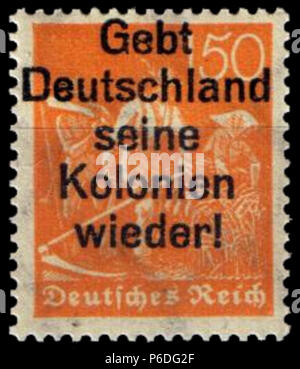 English: Private German propaganda overprint for lost colonies ...